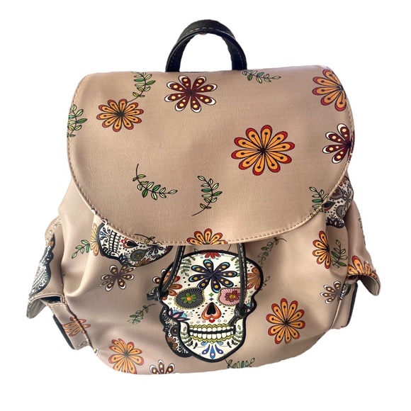 Bags | Brand New Oversized Embroidered Sugar Skull Backpack With ...